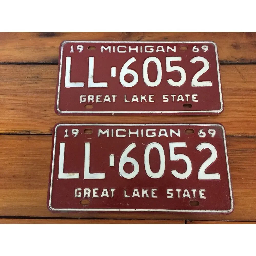 Accents | Pair Matched Vintage 1969 Michigan Us Great Lake State Red ...